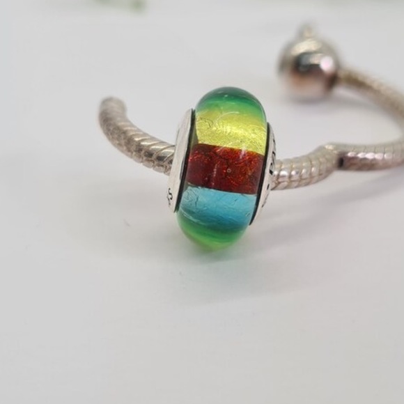 Pandora | Jewelry | Pandora Pair Of Rainbow Murano Glass Beads | Poshmark